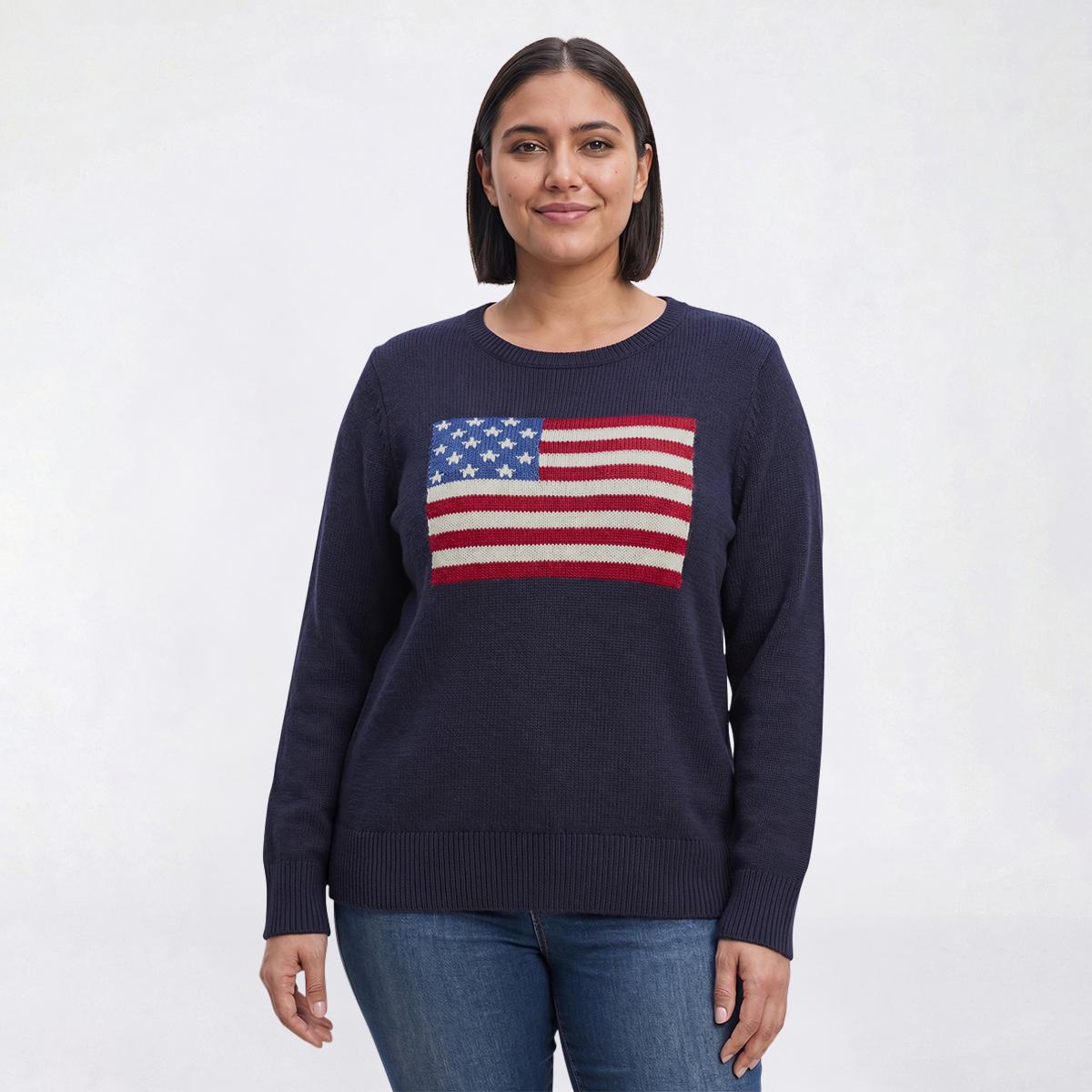 Click here for Plus Size Architect(R) Long Sleeve Crew Neck Flag... prices